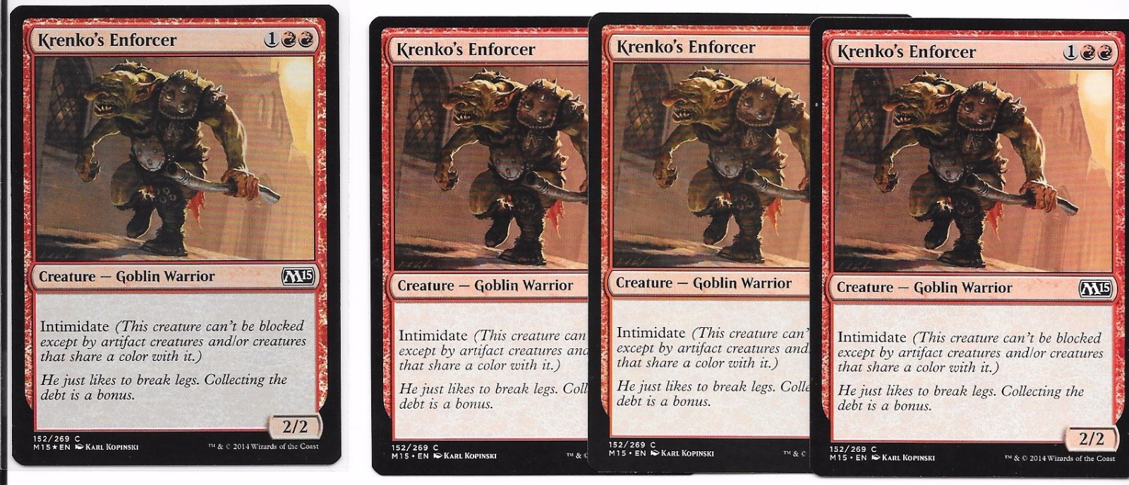 MTG M15 2015 CORE SET KRENKO'S ENFORCER x4 PLAYSET (1 FOIL, 3 REGULAR ...
