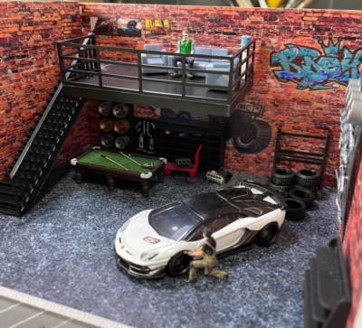 1:64 Diorama Workshop Car Repair Props Model Garage Tools Scene Display ...