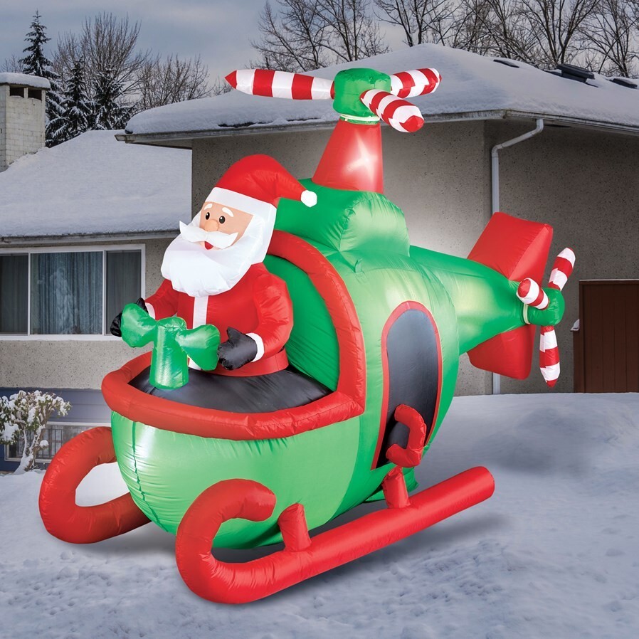 Animated Santa Claus In Helicopter Outdoor Christmas Airblown ...