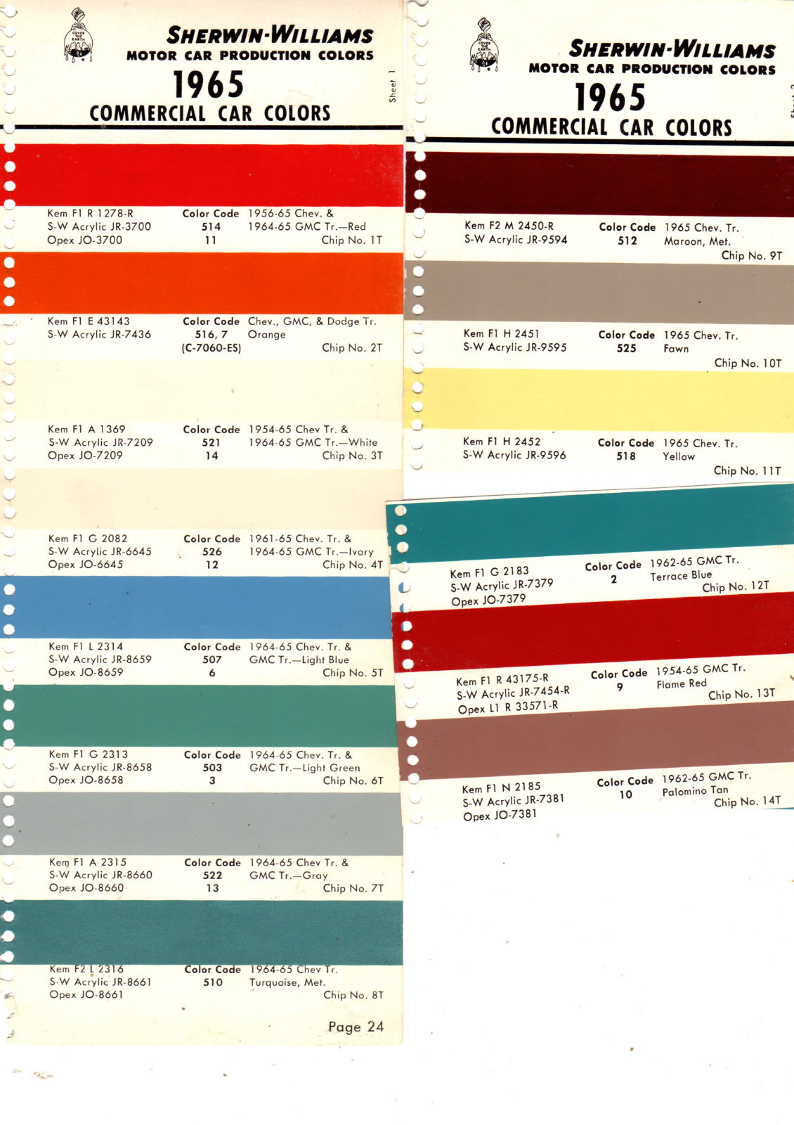 1964 1965 CHEVROLET TRUCKS 64 65 PAINT CHIPS 65 SHERWIN WILLIAMS | eBay