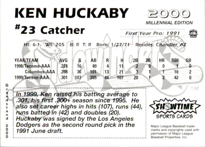 2000 Tucson Sidewinders Grandstand 16 Ken Huckaby Chandler Arizona ...