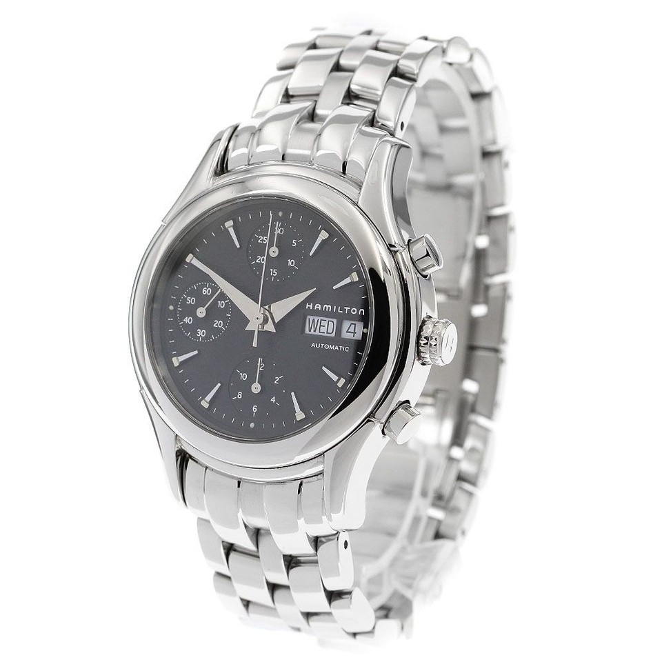 Hamilton Jazzmaster Chronograph Men's Watch SS Black Dial Automatic ...