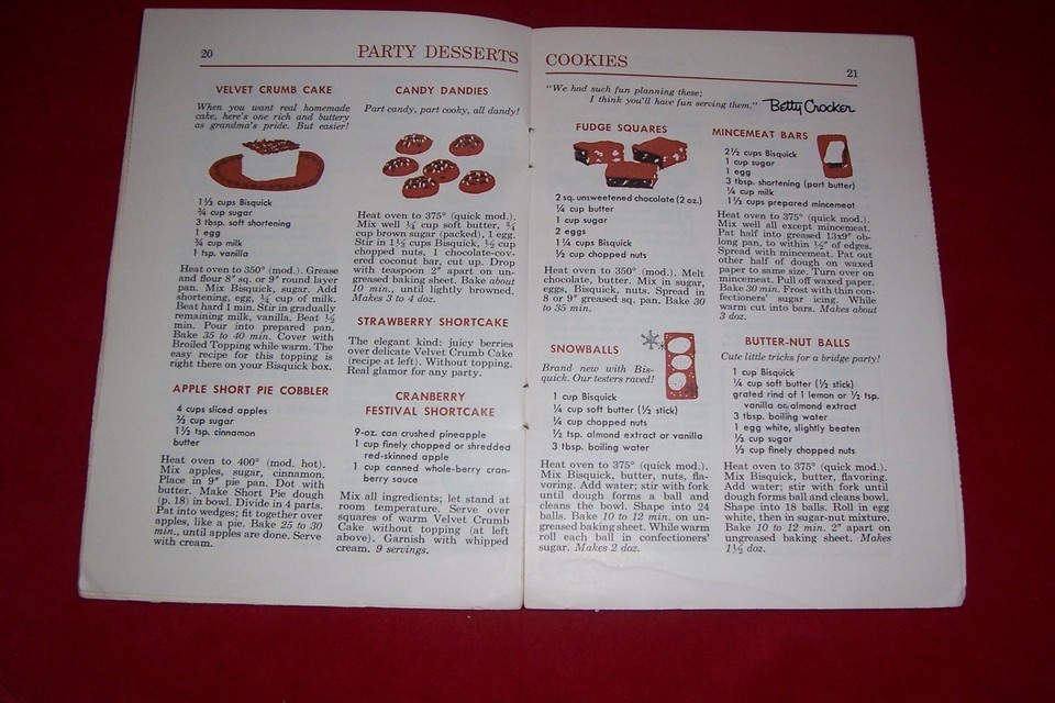Betty Corcker's Bisquick Party Recipe Cook Booklet 1957 General Mills ...