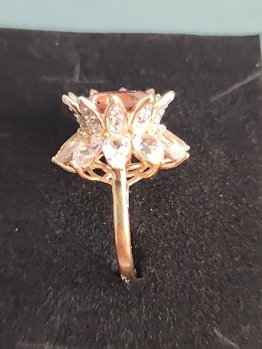 Chuck Clemency STS 925 Vermeil Sterling Flower Garnet Gemstone Ring Sz ...