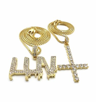 Hip Hop Lil Uzi Vert's Cross & Luv Pendant & 18" 24" 2mm BOX Chain ...