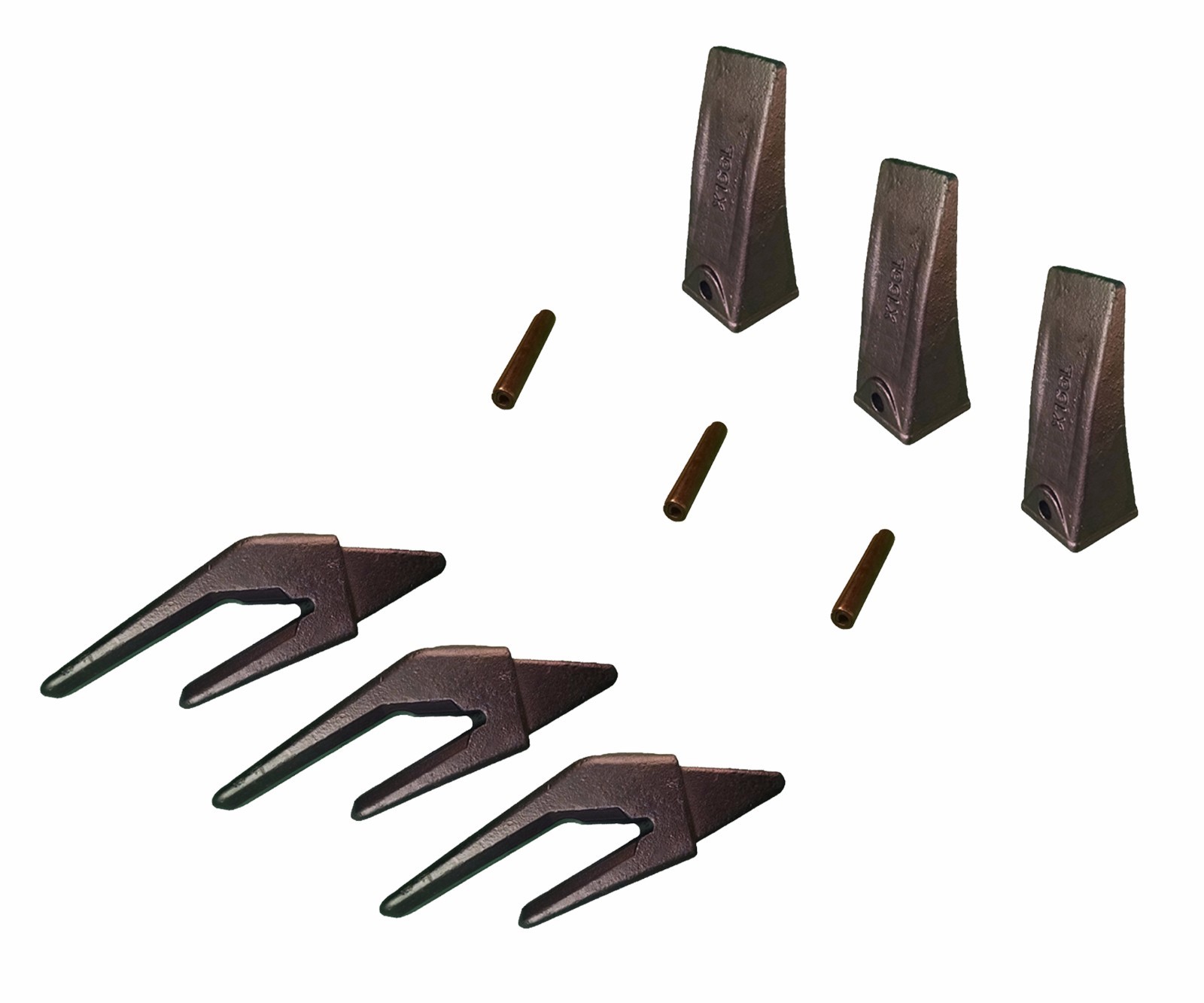 3 Mini Ex, Backhoe Bucket Shanks(1" Lip) w/ Teeth & Pins- 550X156 ...