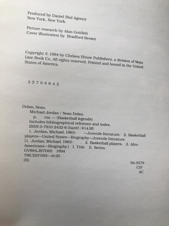 #23 Basketball Legends book Michael Jordan By Sean Dolan Used Hard ...