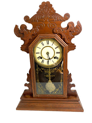 ANTIQUE WATERBURY OAK AMERICAN GINGERBREAD MANTEL CLOCK WINDUP w/Key | eBay