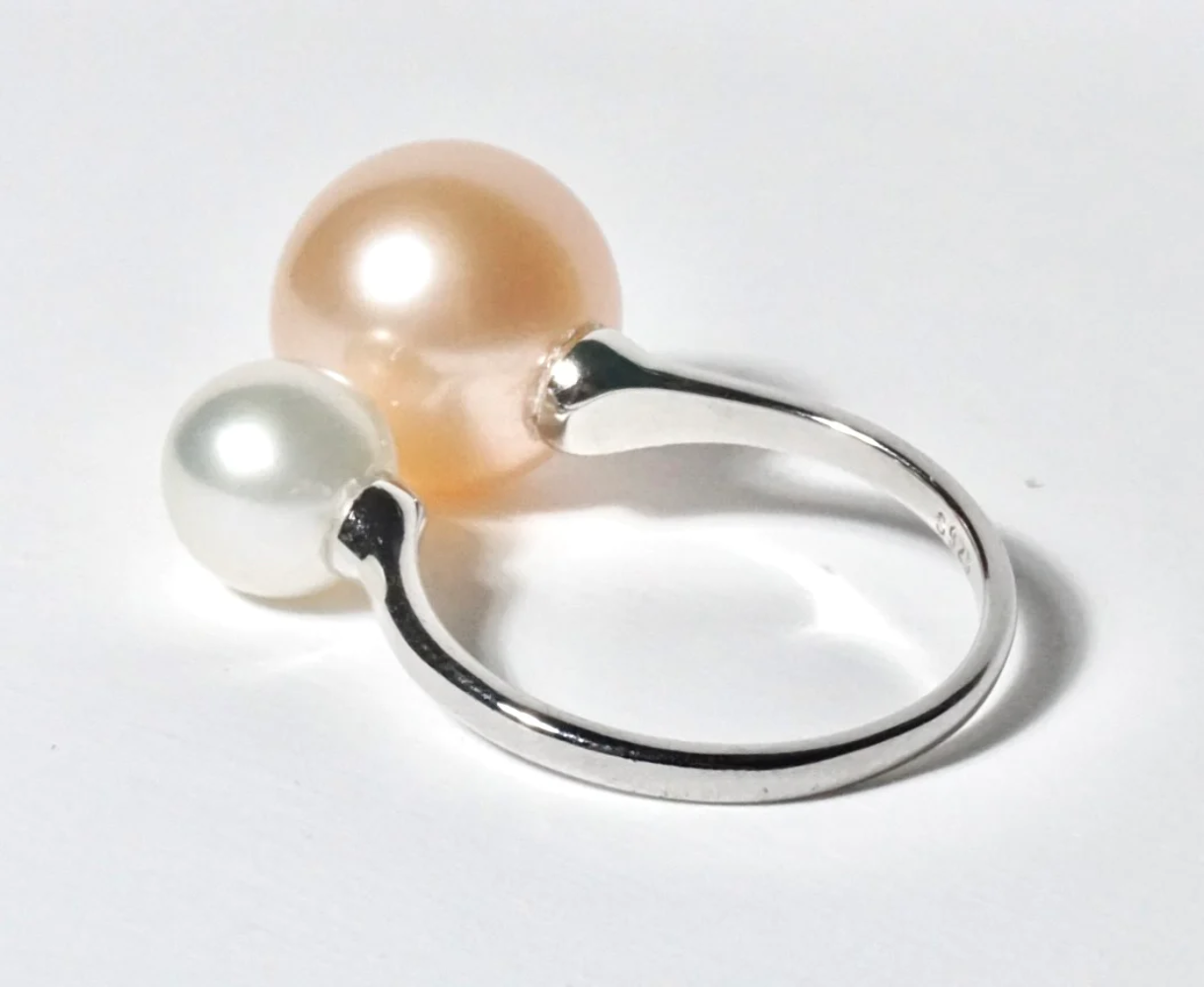 Freshwater Edison Pink Pearls Duo Pearls Open Ring | eBay