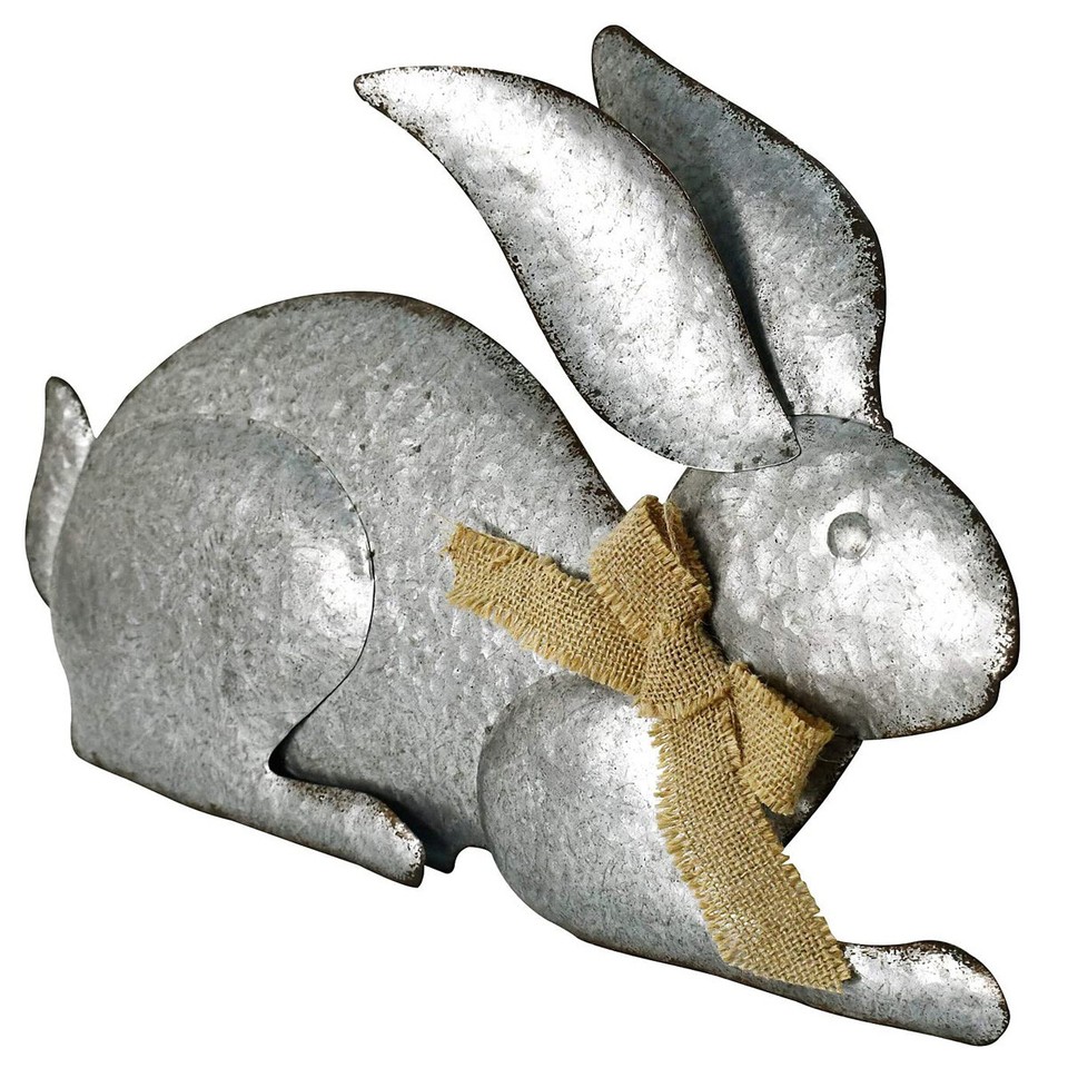 Metal Easter Rabbit Decor, Indoor Outdoor Galvanized Standing Easter ...