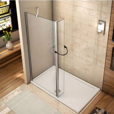 Aica Walk In Shower Enclosure Wet Room Screen&300mm Flipper Glass Panel ...