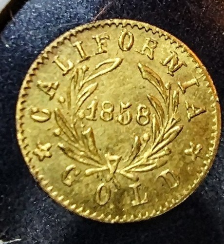 1858 California Gold Coin Round Uncirculated Condition Fractional Gold ...