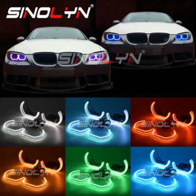RGB LED Angel Eyes Halos DTM Style Multi-Colors For BMW F30 E60 E82 E90 ...