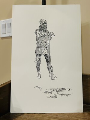 CHARLES RUSSELL REPRODUCTION SKETCH PRINT WESTERN FOLK ART 10.5”X16 ...