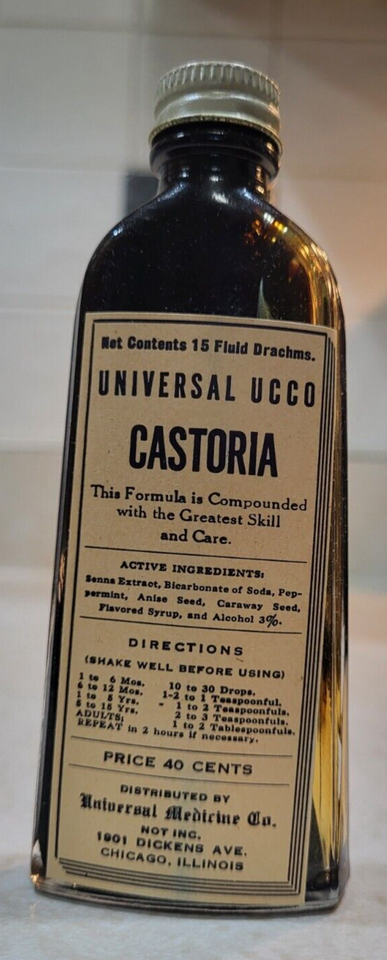 NOS: Universal UCCO CASTORIA LAXATIVE bottle + box | eBay