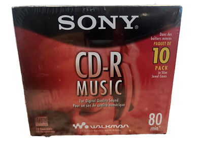 Sony CD-R Music 80 min. Compact Disc Recordable in Slim Jewel Cases 10 ...