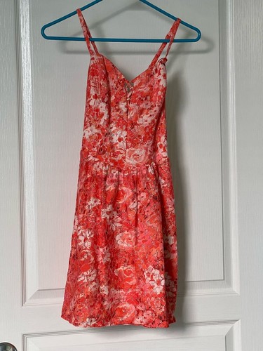 GUESS OF LOS ANGELES SUNDRESS - ORANGE AND WHITE - LACEY WITH LINING ...