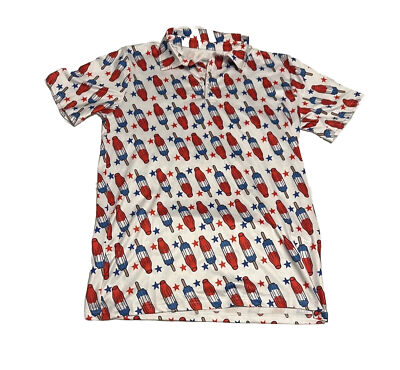 Proud 90 Red white and blue Popsicle Golf POLO SHIRT Mens Small | eBay
