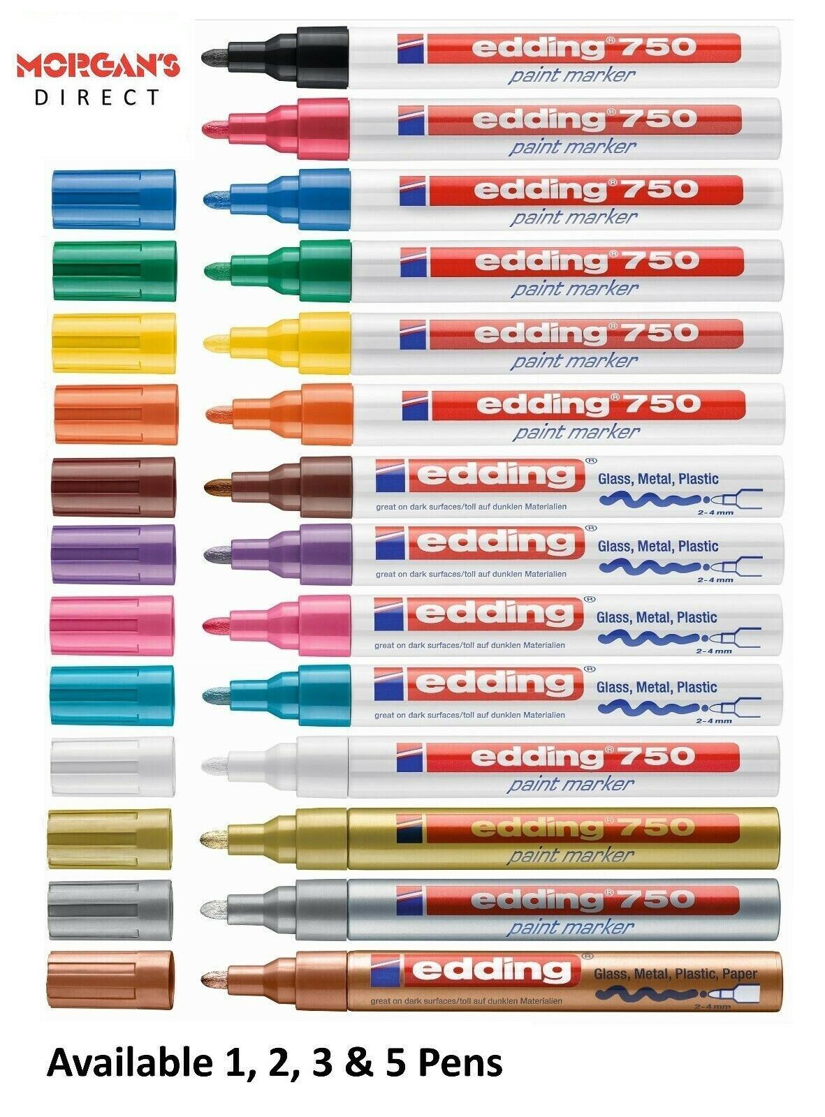 Edding 750 Paint Marker Pens Bullet Tip Low Odour 2-4mm Line X 5 Pack ...