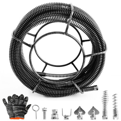 Drain Cable Sewer Cable 50Ft 1/2In Cleaning Cable Auger Snake Pipe w ...