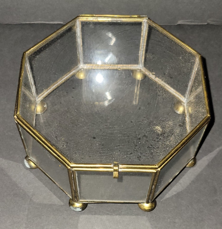 Vintage Octagon Brass And Glass Display Box 6 x 6 x 3.25" As/Is | eBay