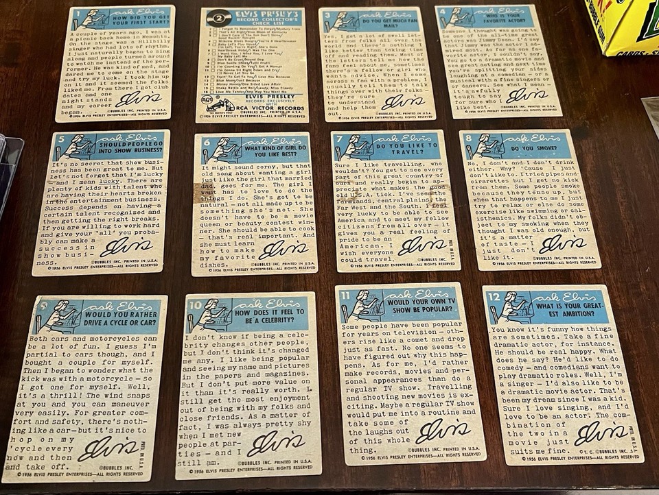 1956 Topps Bubbles Elvis Presley COMPLETE SET of 66 cards | eBay