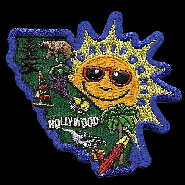 California Patch - State Shape - Big Sun and Map - Iron On Souvenir ...