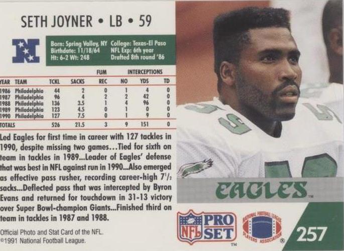 1991 Pro Set Seth Joyner #257 for sale | eBay