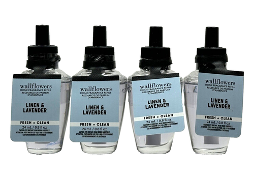 4 BATH & BODY WORKS LINEN & LAVENDER WALLFLOWERS HOME FRAGRANCE REFILL ...
