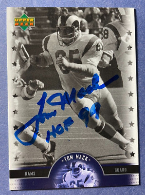 SIGNED TOM MACK 2005 UPPER DECK NFL LEGENDS FOOTBALL CARD AUTOGRAPH ...
