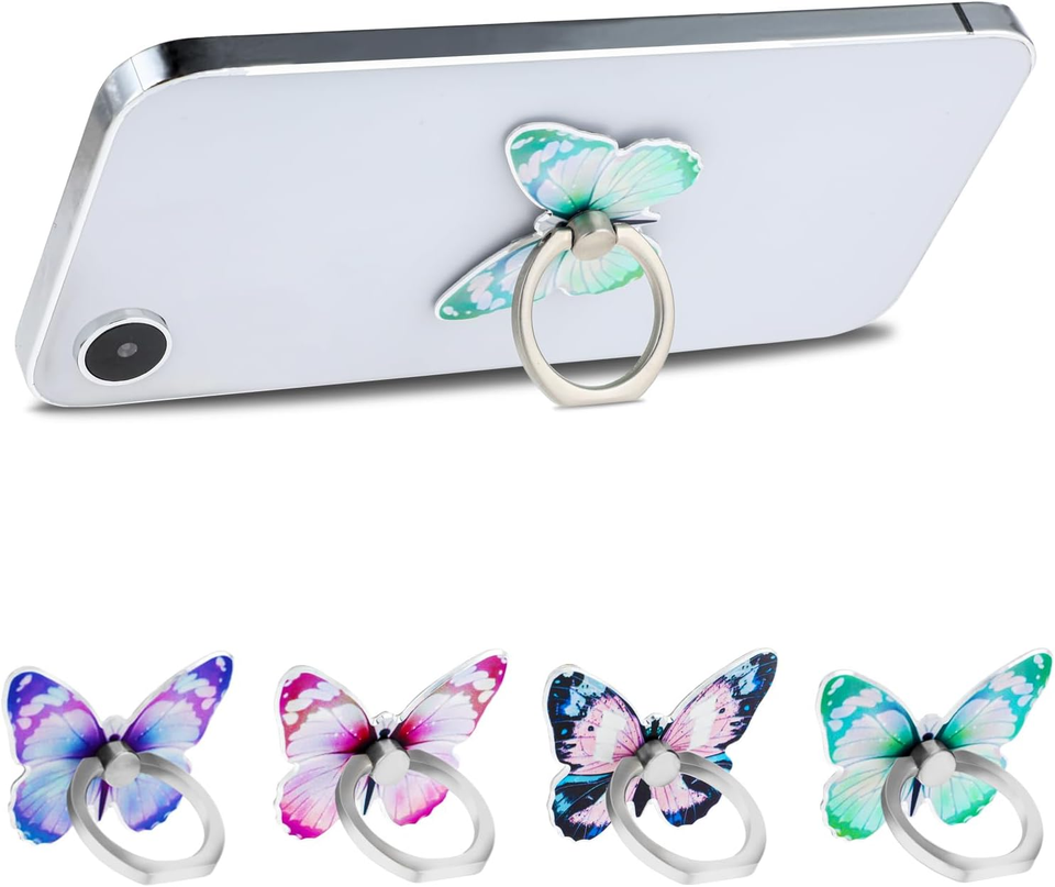4 Pack Butterfly Cell Phone Ring Stand Holder 360° Rotation Kickstand ...