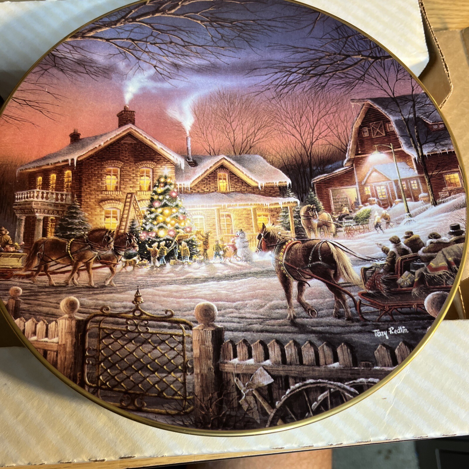 Terry Redlin , Plate,Trimming The Tree,1232/4500,26,Yrs,Mint Condition ...