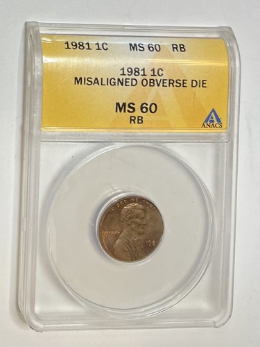 1981 Lincoln Memorial Penny 1C Misaligned Obverse Die ANACS MS 60 RB | eBay