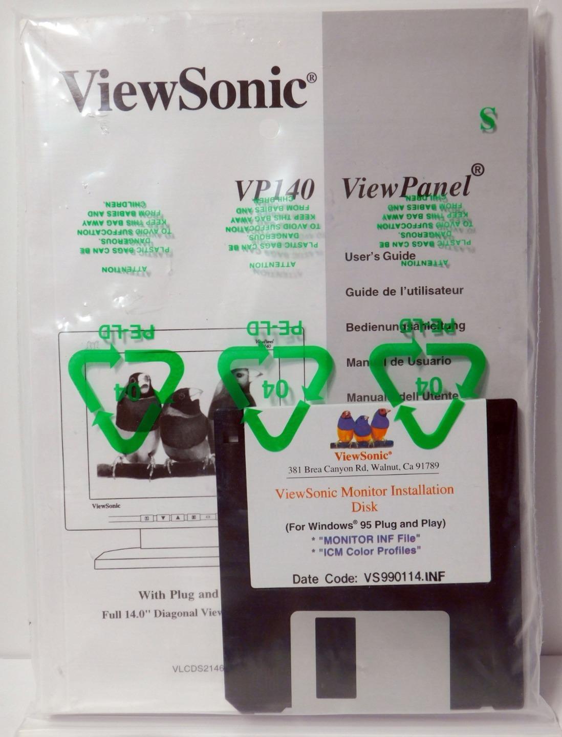 ViewSonic VP140 ViewPanel User's Guide / Manual with Installation Disk ...