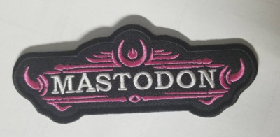 Mastodon Embroidered Patch pink approx 1.75x5" | eBay