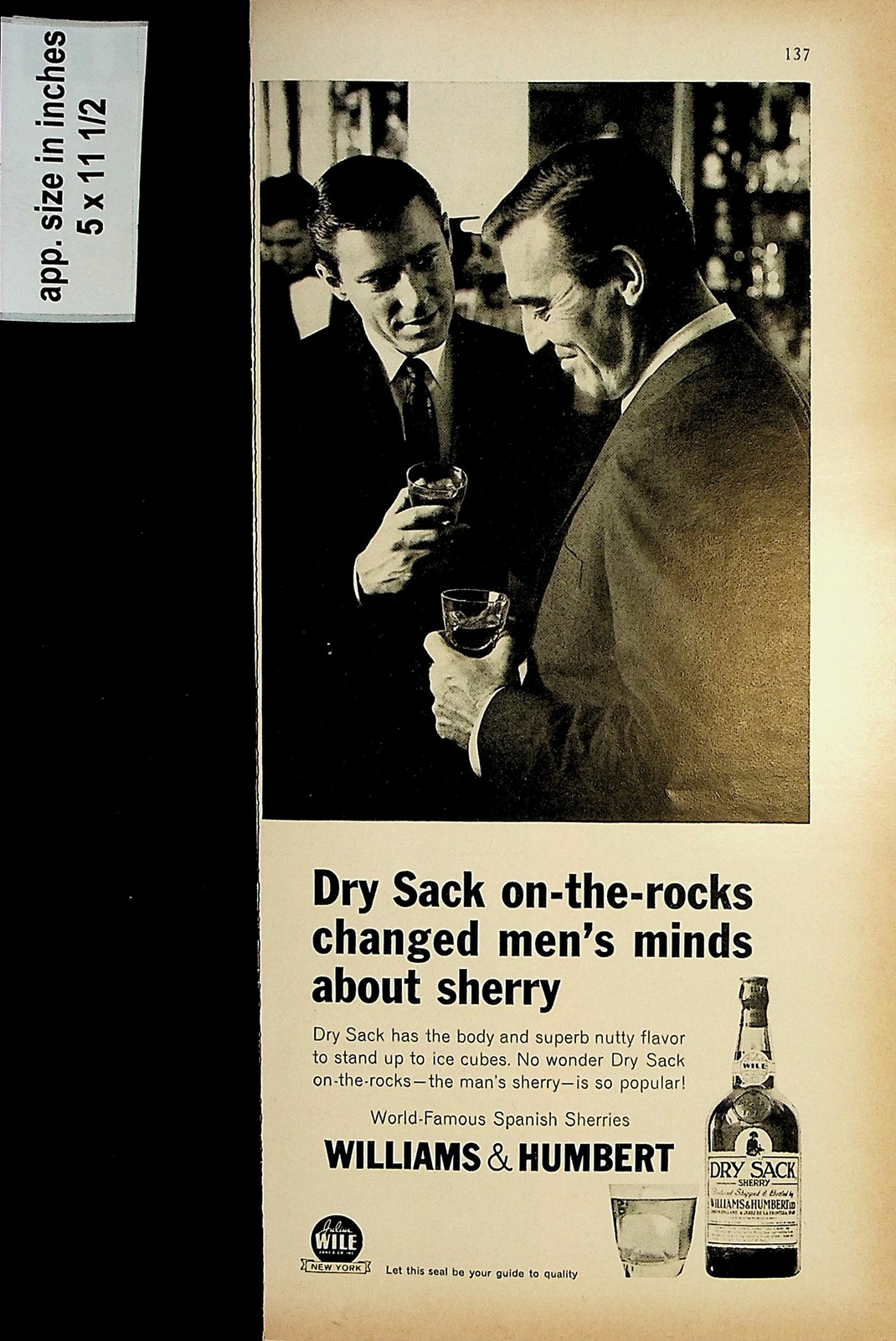 1961 Williams & Humbert Dry Sherry Sack on the Rocks Vintage Print Ad ...