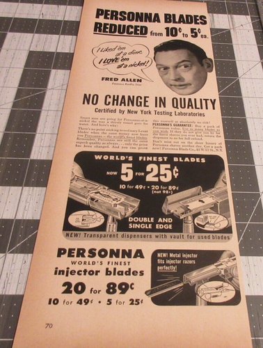 1951 Persona Injector Blades, World's Finest, Vintage Print Ad | eBay