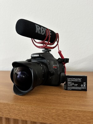 Canon EOS Rebel T3i + Rode Mic + Rokinon 8mm Fisheye + Canon EF 28 ...