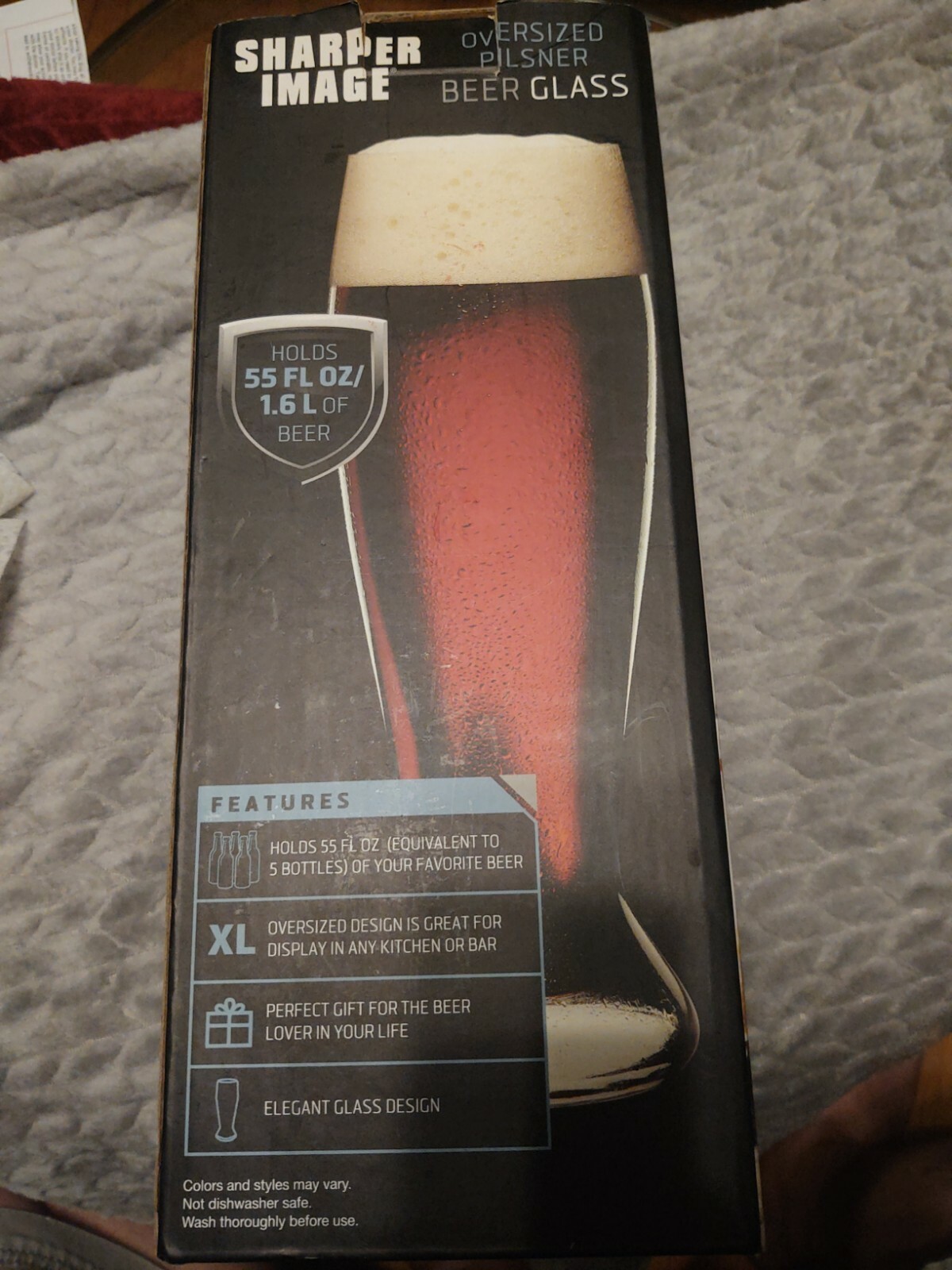 Sharper Image Beer Glass Pilsner Clear Oversized 55 FL Oz/ 1.6l A50 for ...