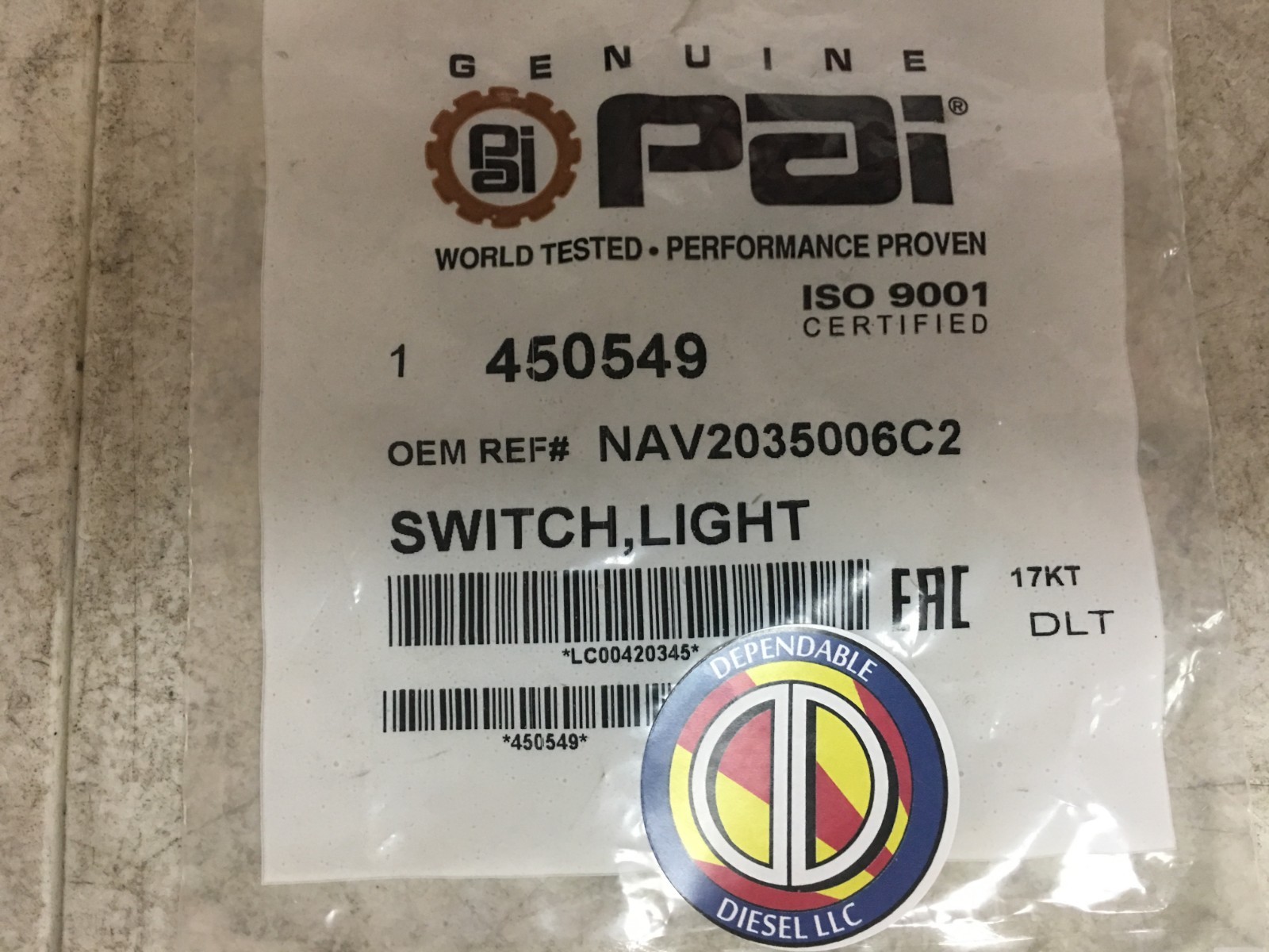 Parking Brake Light Switch for International PAI# 450549 Ref 2035006C2 ...