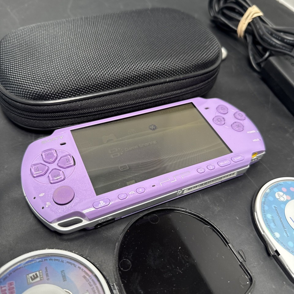 Sony PSP 3001 Hannah Montana Lilac Purple w/ NEW Battery & Both Bonus ...