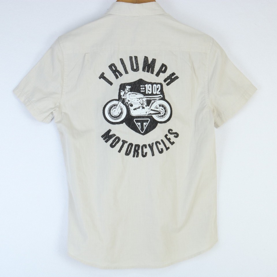 TRIUMPH MOTORCYCLES 1902 EMBROIDERED BUTTON DOWN SHORT SLV SHIRT MEN’S ...