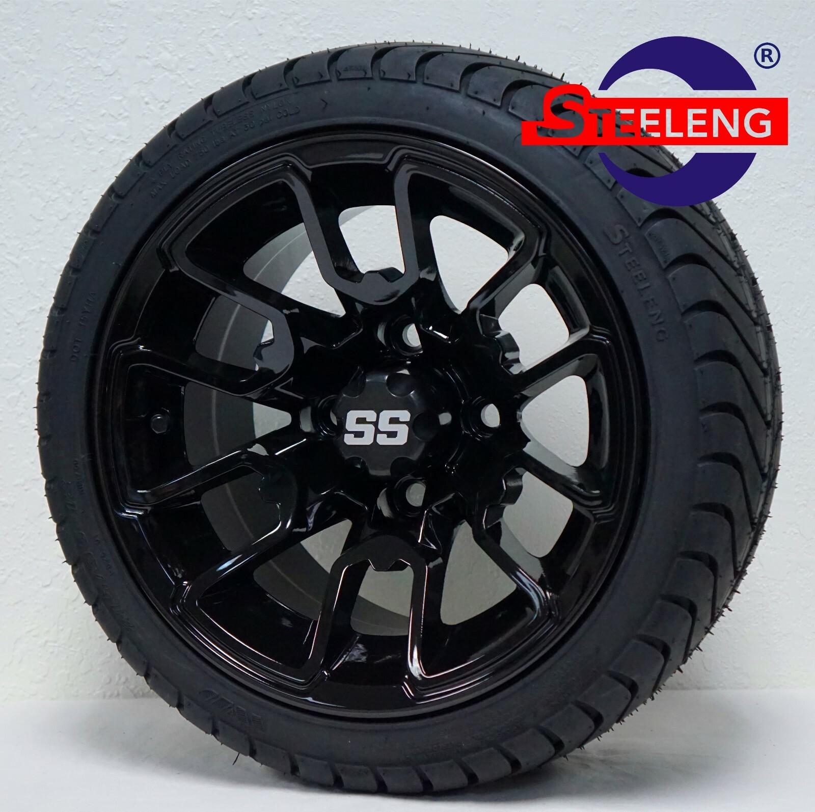GOLF CART 12" BLACK LIZARD WHEELS and 215/35-12 DOT LOW PROFILE TIRES ...