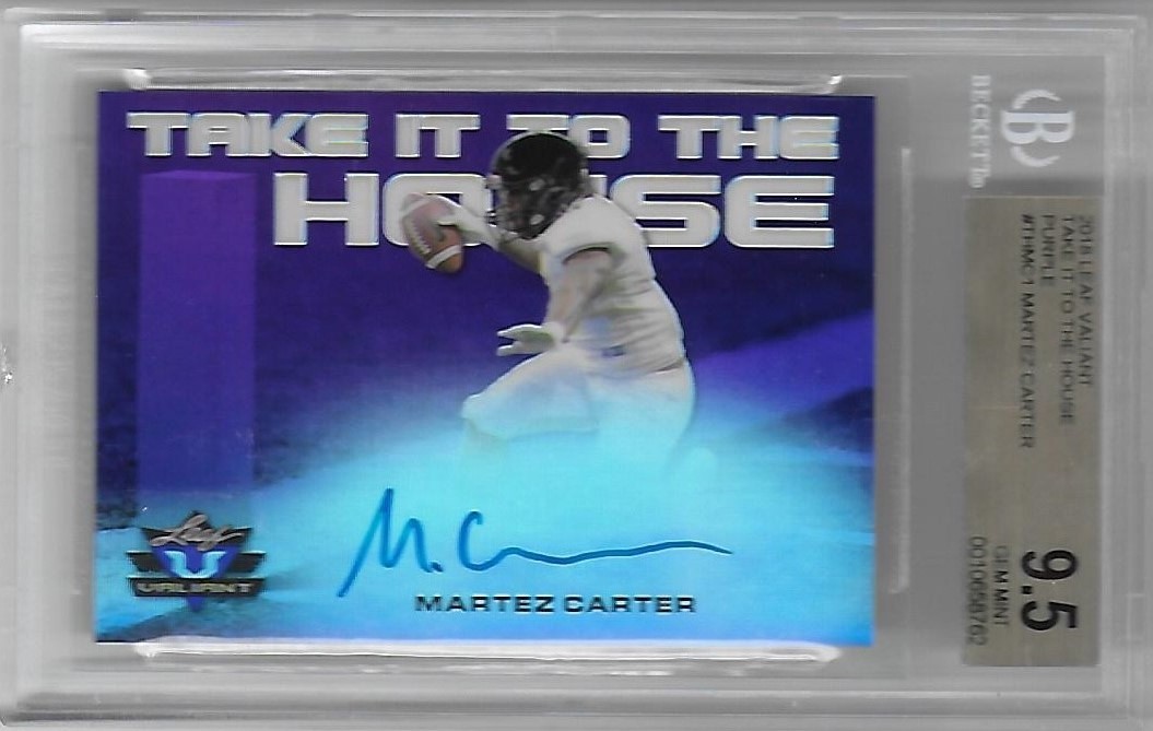 2018 Leaf Valiant MARTEZ CARTER TITTH Purple Prismatic Auto RC 8/15 BGS ...