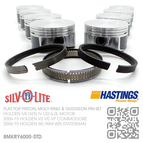 LS2 STD FLAT TOP PISTONS & MOLY RINGS GEN 4 V8 6.0L [HOLDEN WL-WM-WN ...
