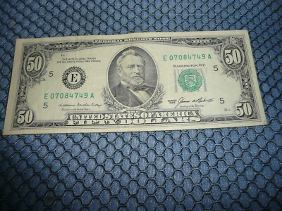 1985 Fifty Dollar note old Currency Federal Note Serial # E 10474268 A ...