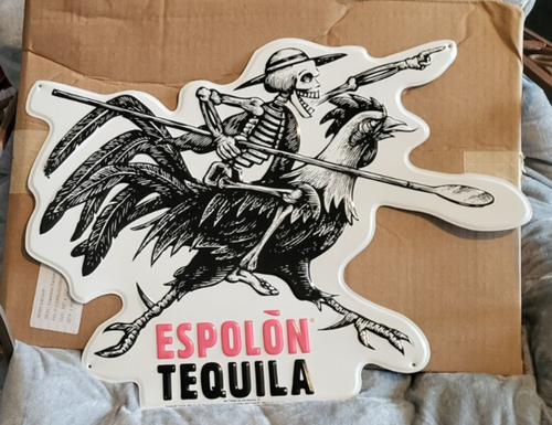 Espolon Tequila Metal Bar Sign 20”x15” Skeleton Warrior Rooster Alcohol ...