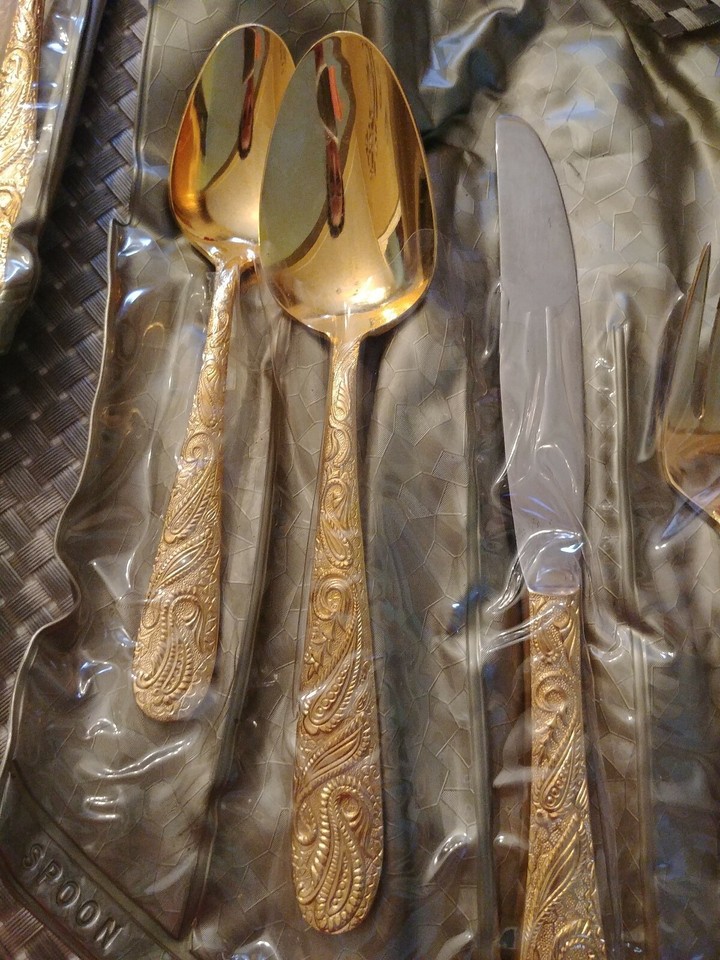 Gold Electroplated Flatware, Supreme Vermai, 45 Pcs | eBay