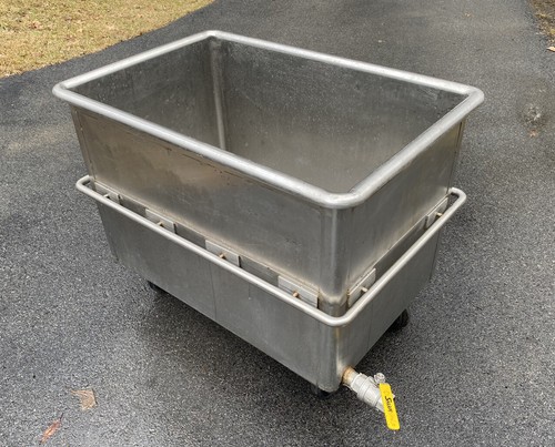 Heavy Duty Stainless Steel Meat Brine Dough Transport Cart Tub Tank Vat ...