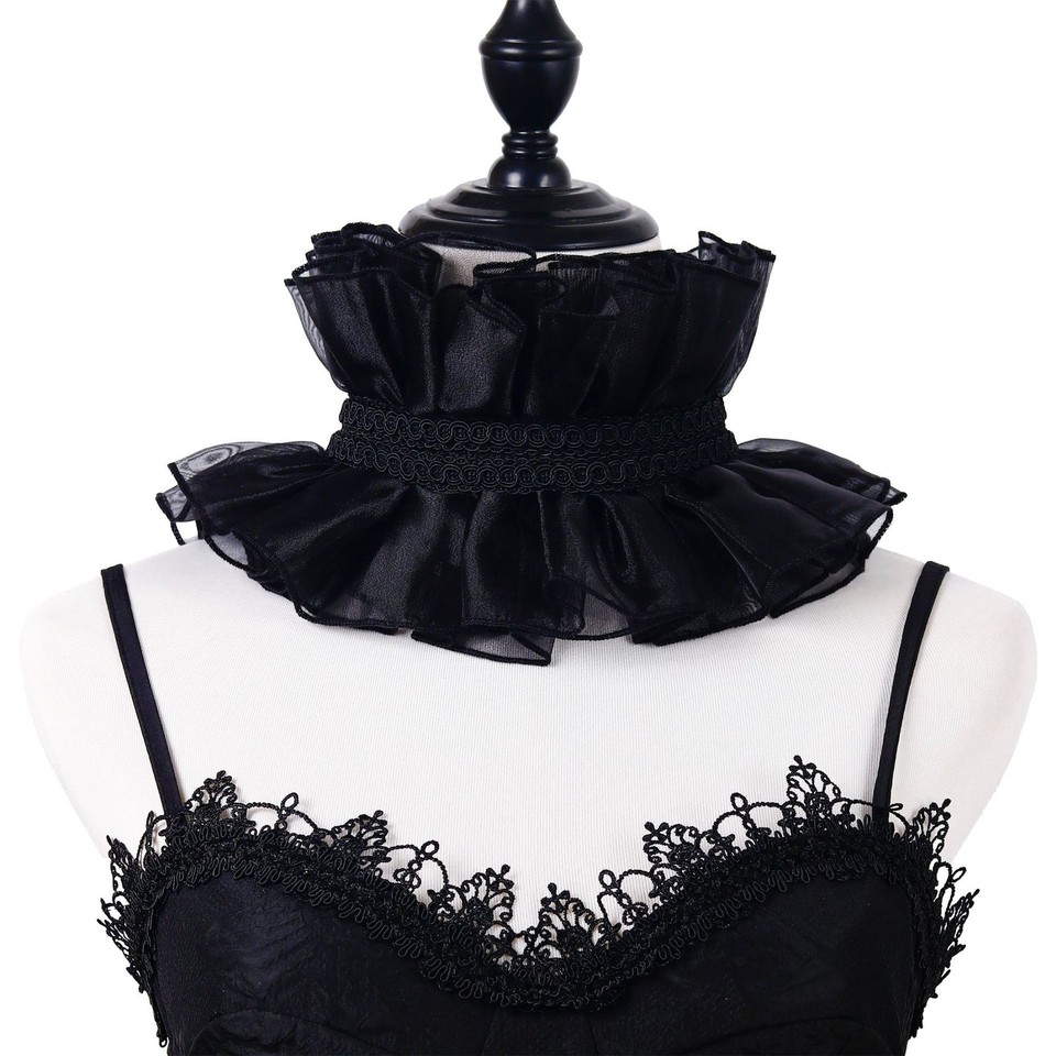 Halloween Ruff Collar Multi-layer Neck Ruff Victorian Edwardian Ruffle ...